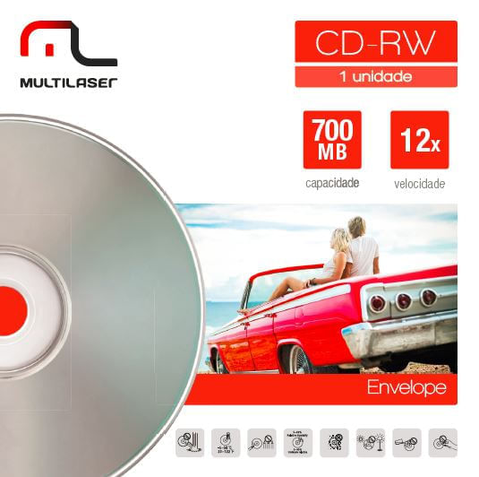 Midia Cd-Rw Velocidade 12X Unitario Em Envelope Multilaser - CD018 ...
