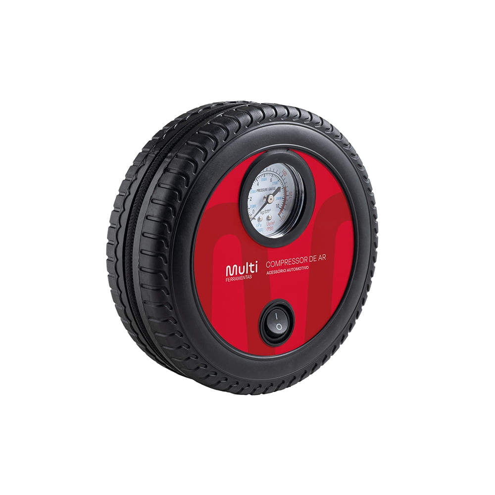 Compressor de Ar Roda 12V Vazão 15L/Min 200 PSI 3 Bicos Multilaser - AU615 - Loja Obabox